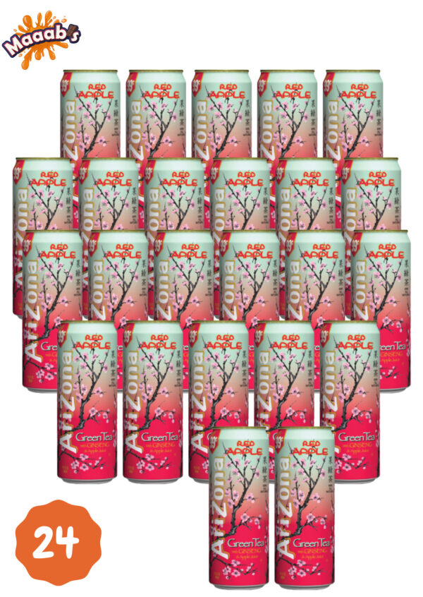 Arizona Red Apple Green Tea - 695ml x 24 Cans Case - Maaabs