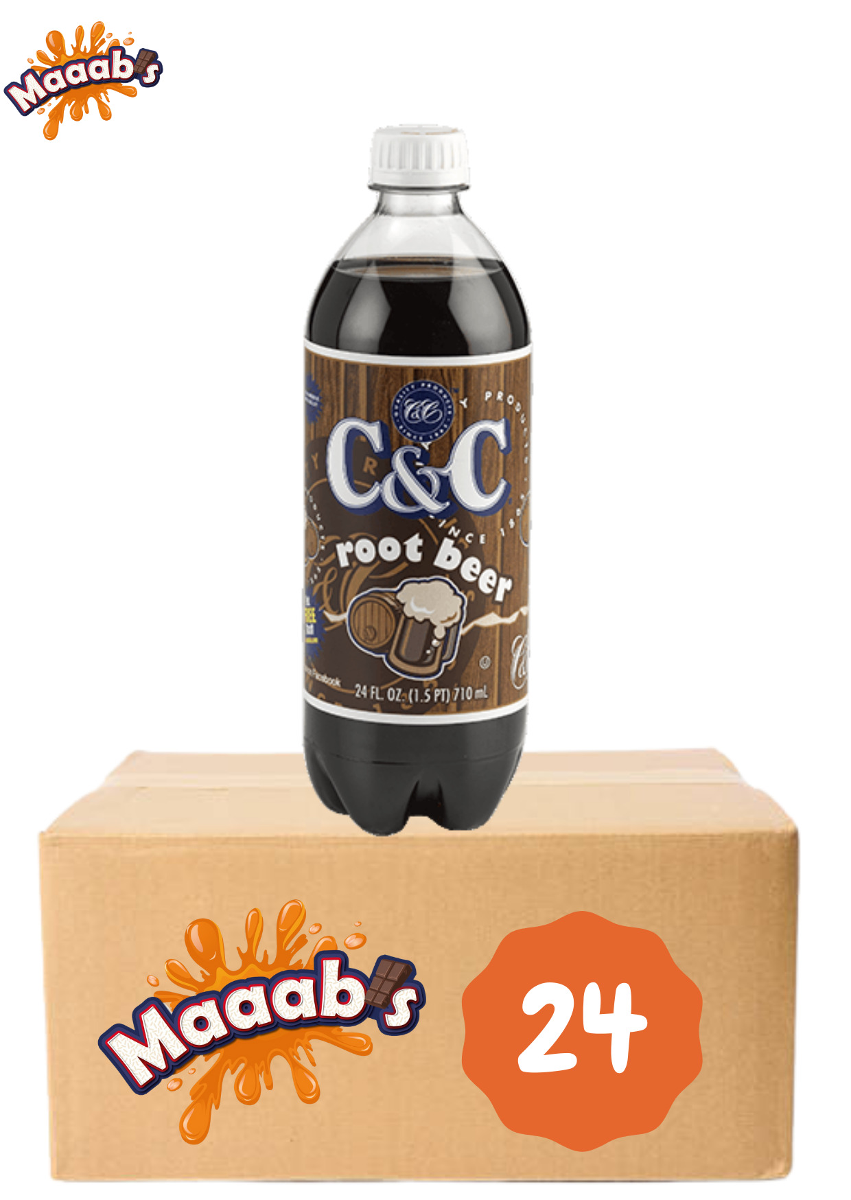 C&C Soda - Root Beer Bottle - 710ml X 24 Cans Case - Maaabs