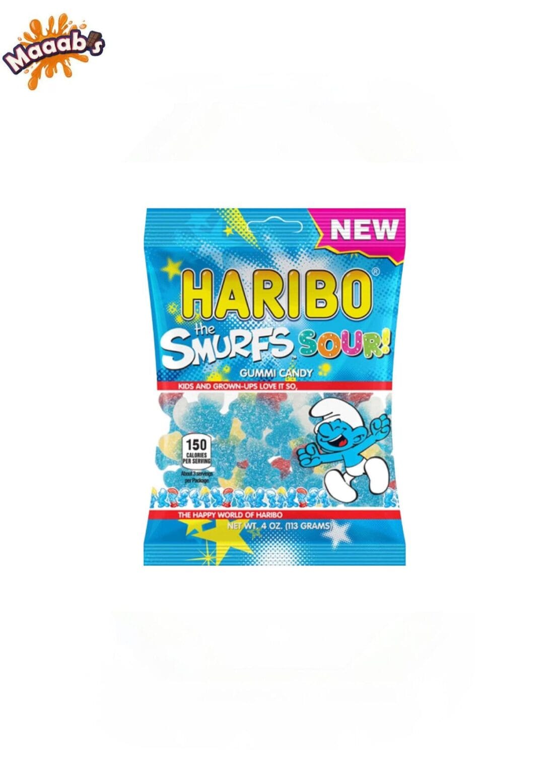 Haribo Smurfs Sour Peg Bag 5oz (142g) - Maaabs